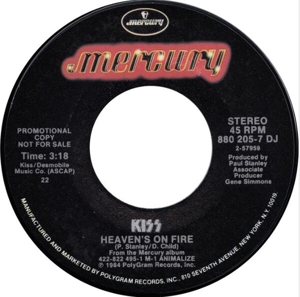 Heaven's on Fire by KISS (Single; Mercury; 880-205-7 DJ): Reviews ...