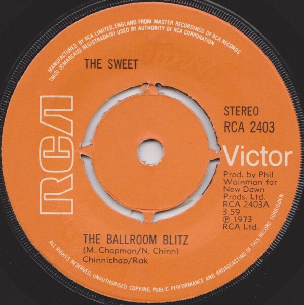 The Ballroom Blitz / Rock & Roll Disgrace by The Sweet (Single, Glam ...