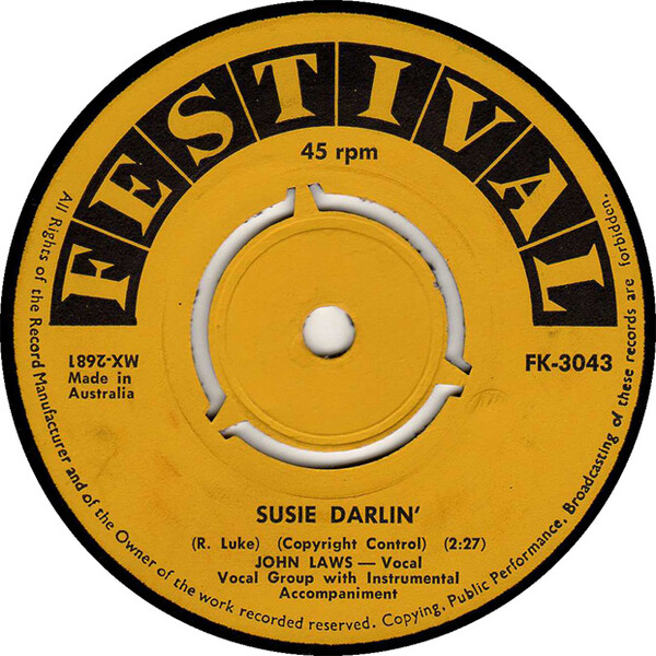 Susie Darlin' / Blue Boy by John Laws (Single; Festival; FK-3043 ...