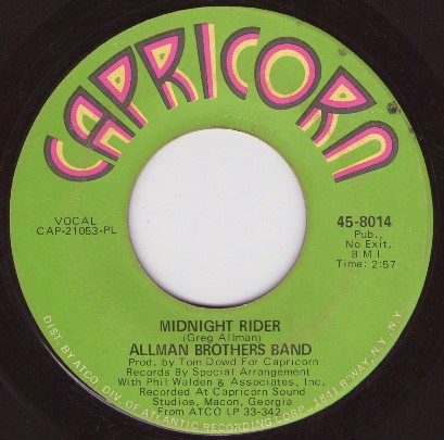 Midnight Rider / Whipping Post by Allman Brothers Band (Single ...