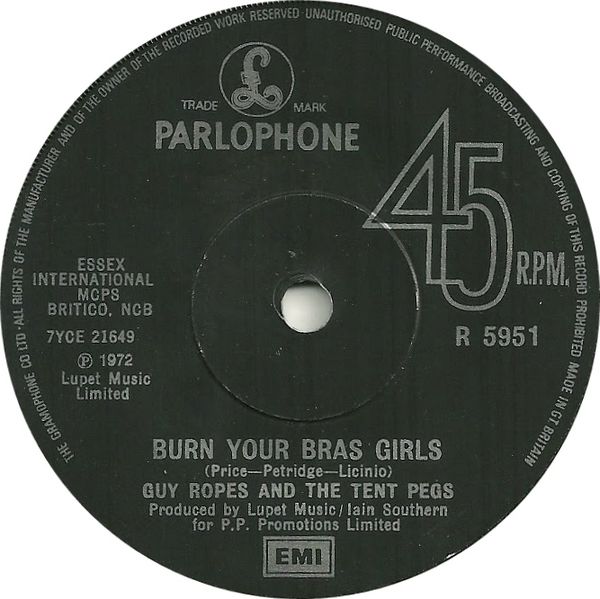 Burn Your Bras Girls / Dry Water by Guy Ropes and the Tent Pegs (Single ...