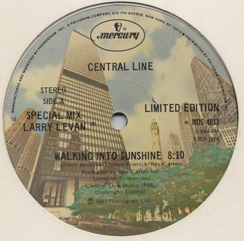 Walking Into Sunshine by Central Line (Single; Mercury; MDS 4013 ...