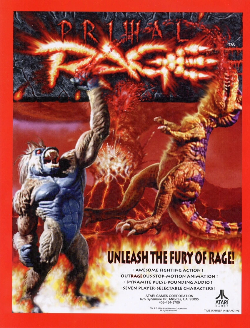 Primal Rage (video game, dinosaur, 2D fighting, real-time, digitized ...
