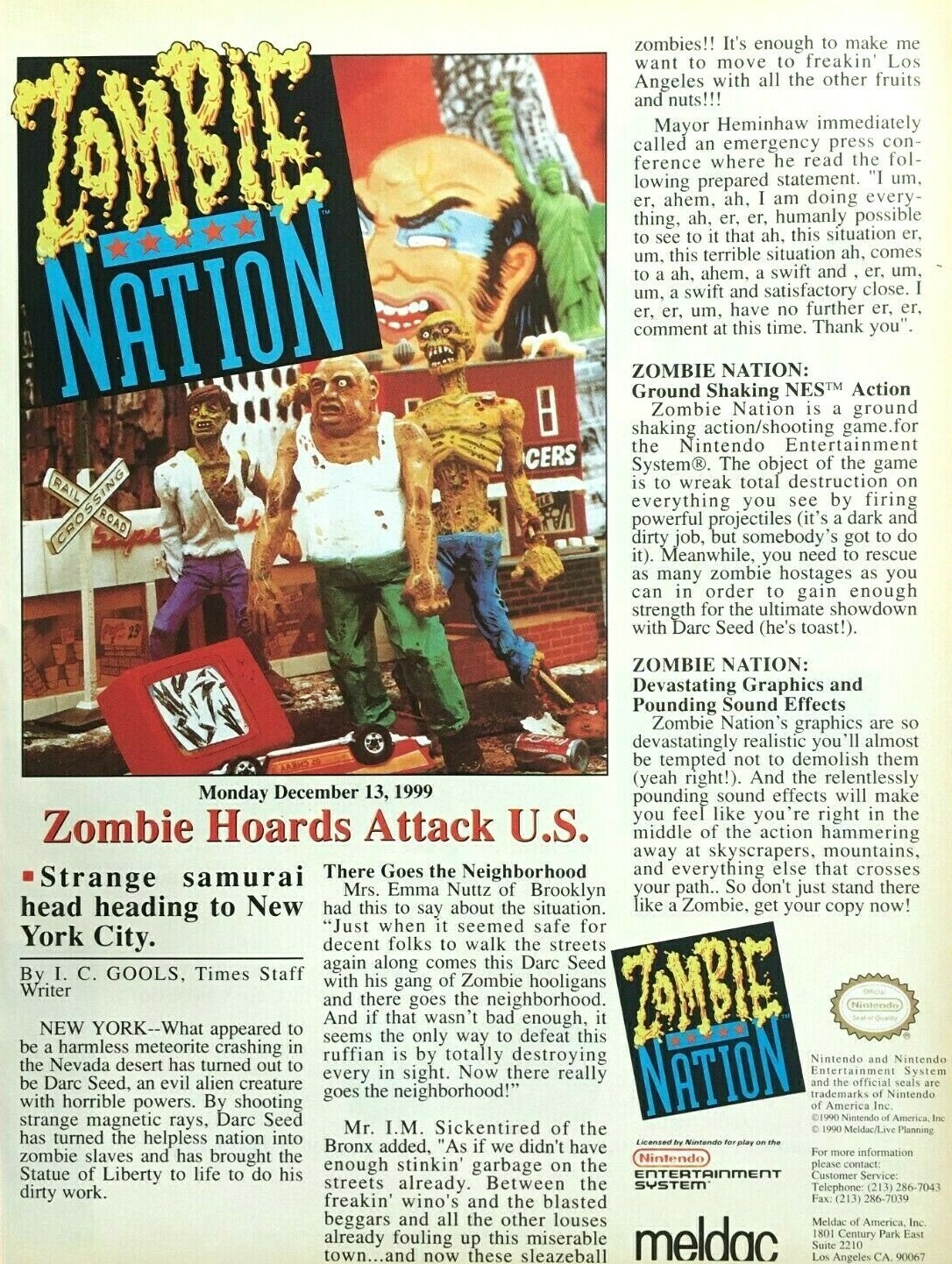 Zombie Nation (video game, scrolling shooter, fantasy, zombie ...