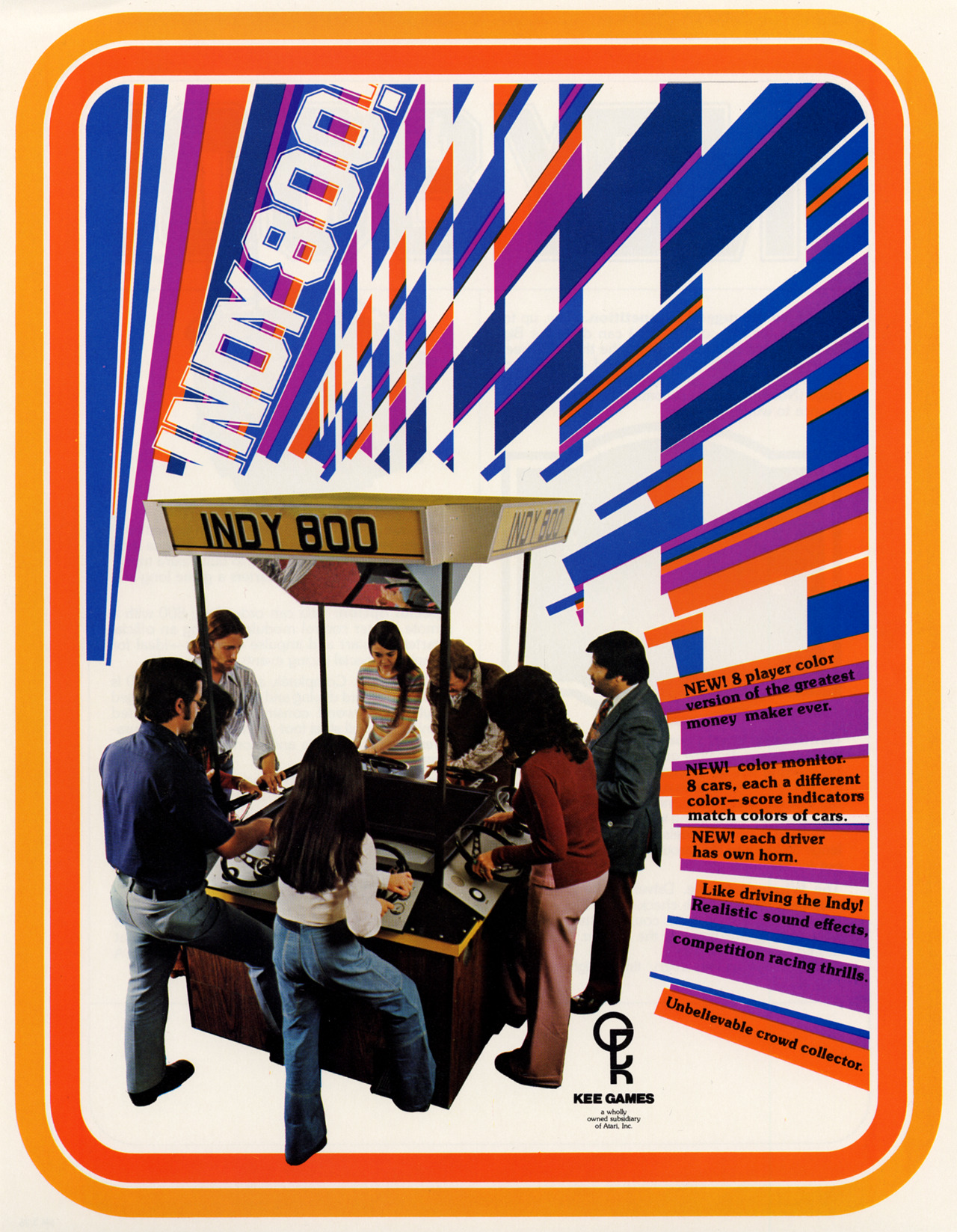 Indy 800 (video game, top-down racing, arcade racing, discrete logic ...