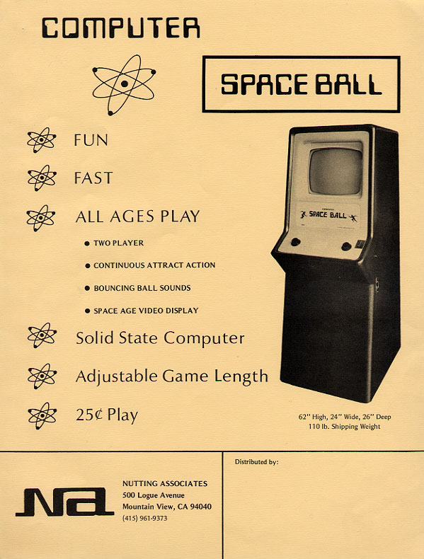 Computer Space Ball (video game, ball and paddle, table tennis, top ...