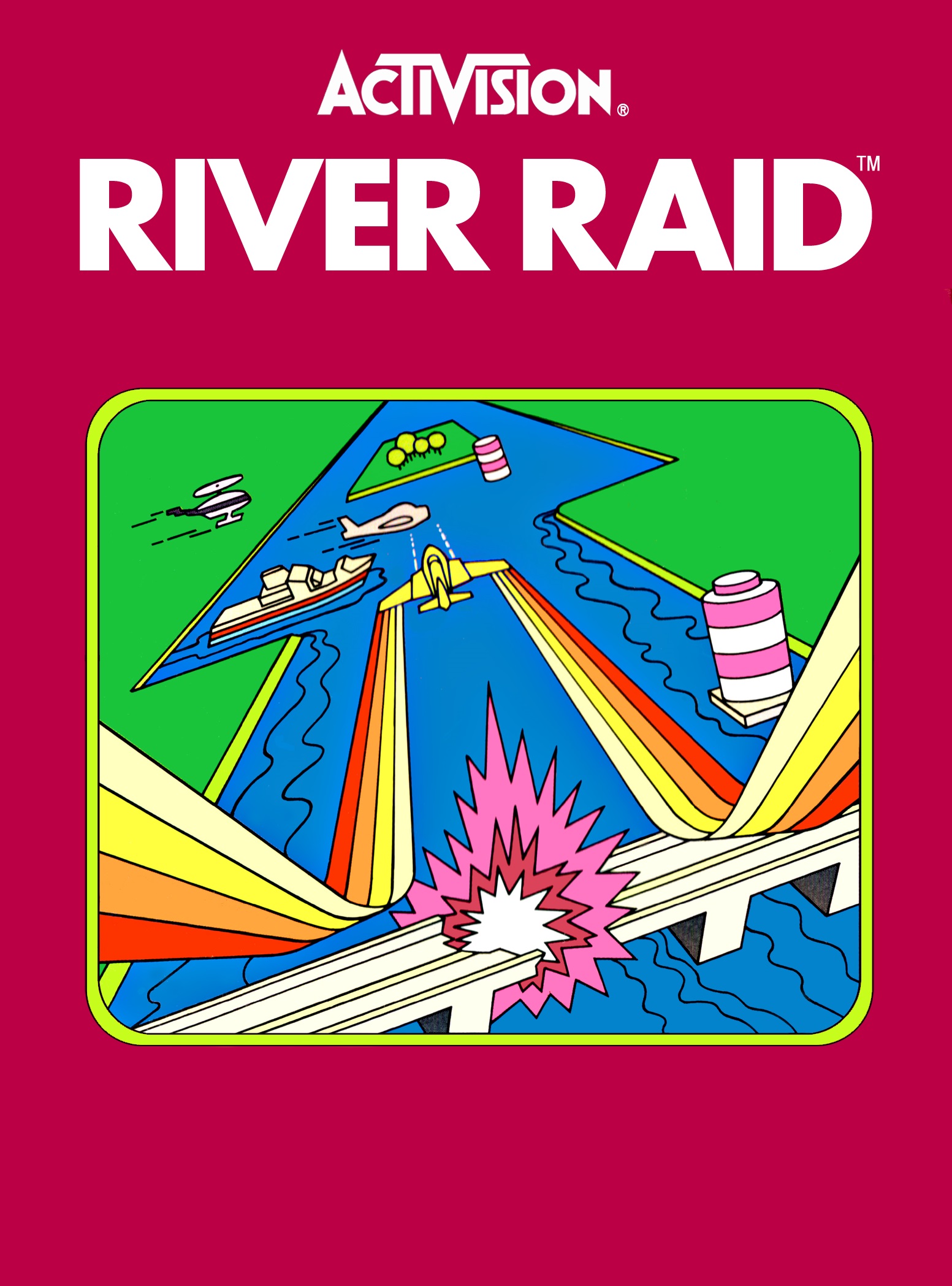 River Raid (video game, scrolling shooter, top-down, pixel art, real ...