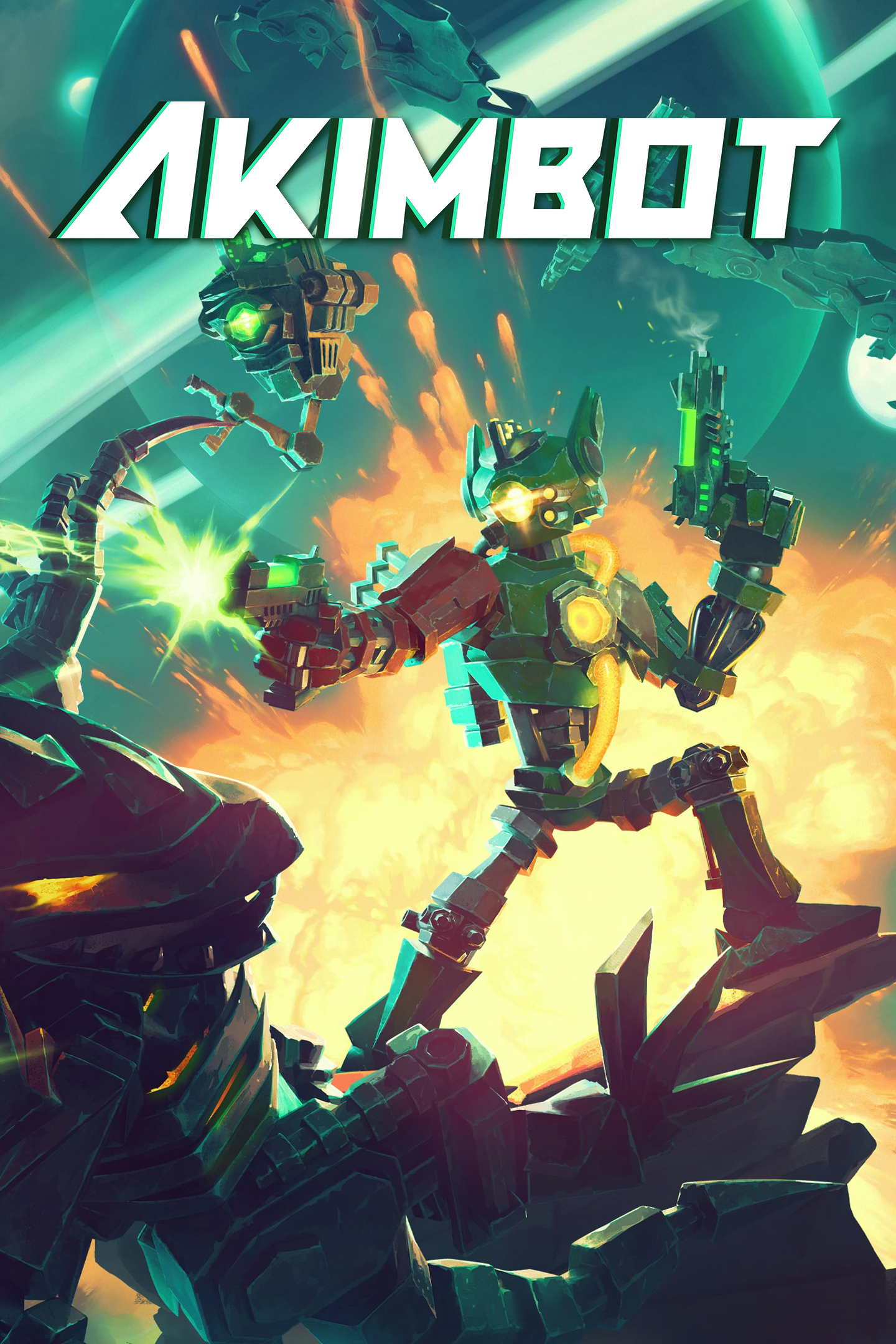 Akimbot (video game, third-person shooter, 3D platformer, robot ...