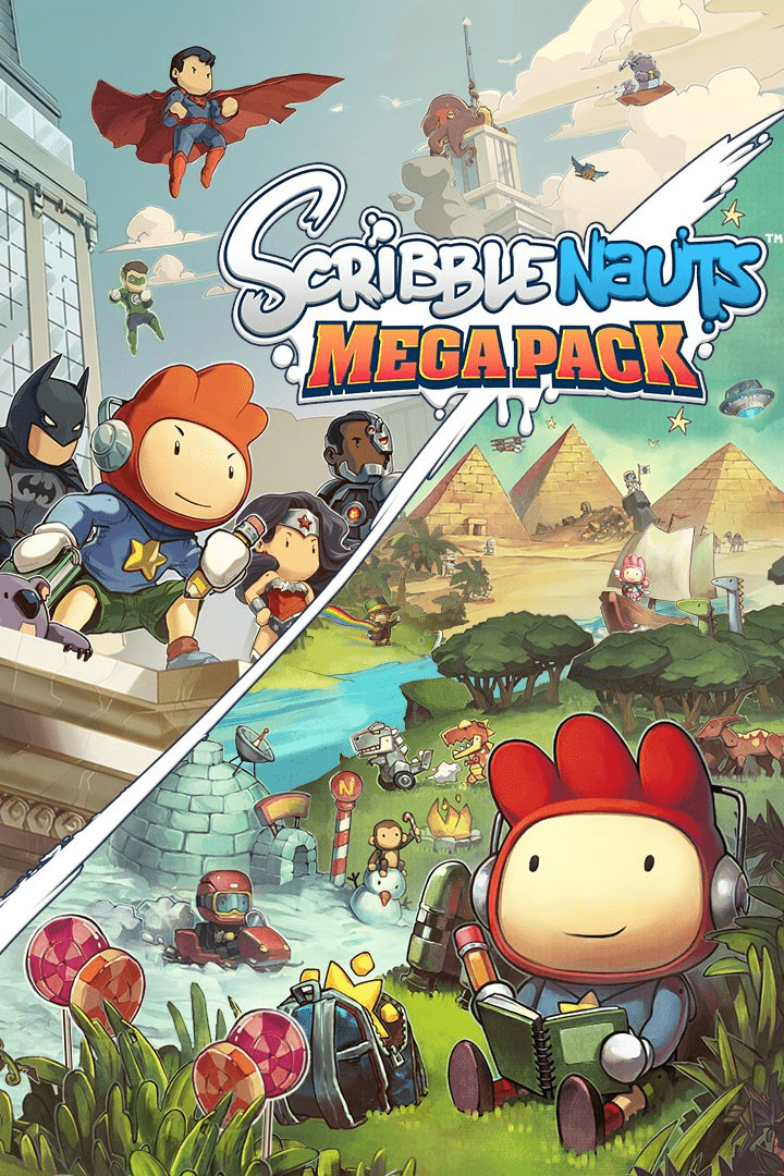Scribblenauts Mega Pack (video game, comedy, fantasy, logic puzzle, sandbox, side scroller, hub ...