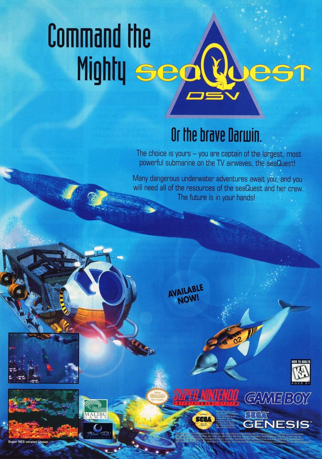 SeaQuest DSV (video game, action-adventure, science fiction, submarine ...