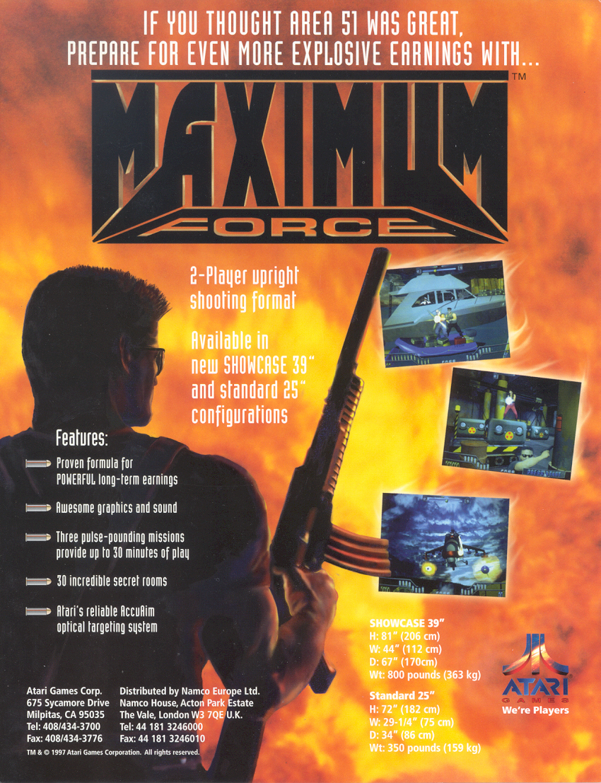 Maximum Force (video game, light gun shooter, rail shooter, digitized ...