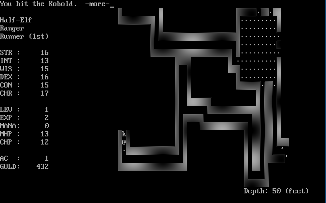 Moria (video game, traditional roguelike, high fantasy, ASCII art ...