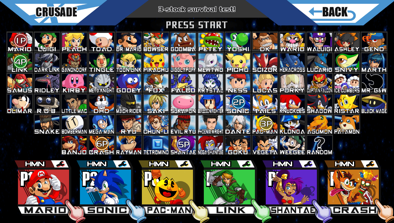 Super Smash Bros. Crusade (video game, platform fighting, fangame ...