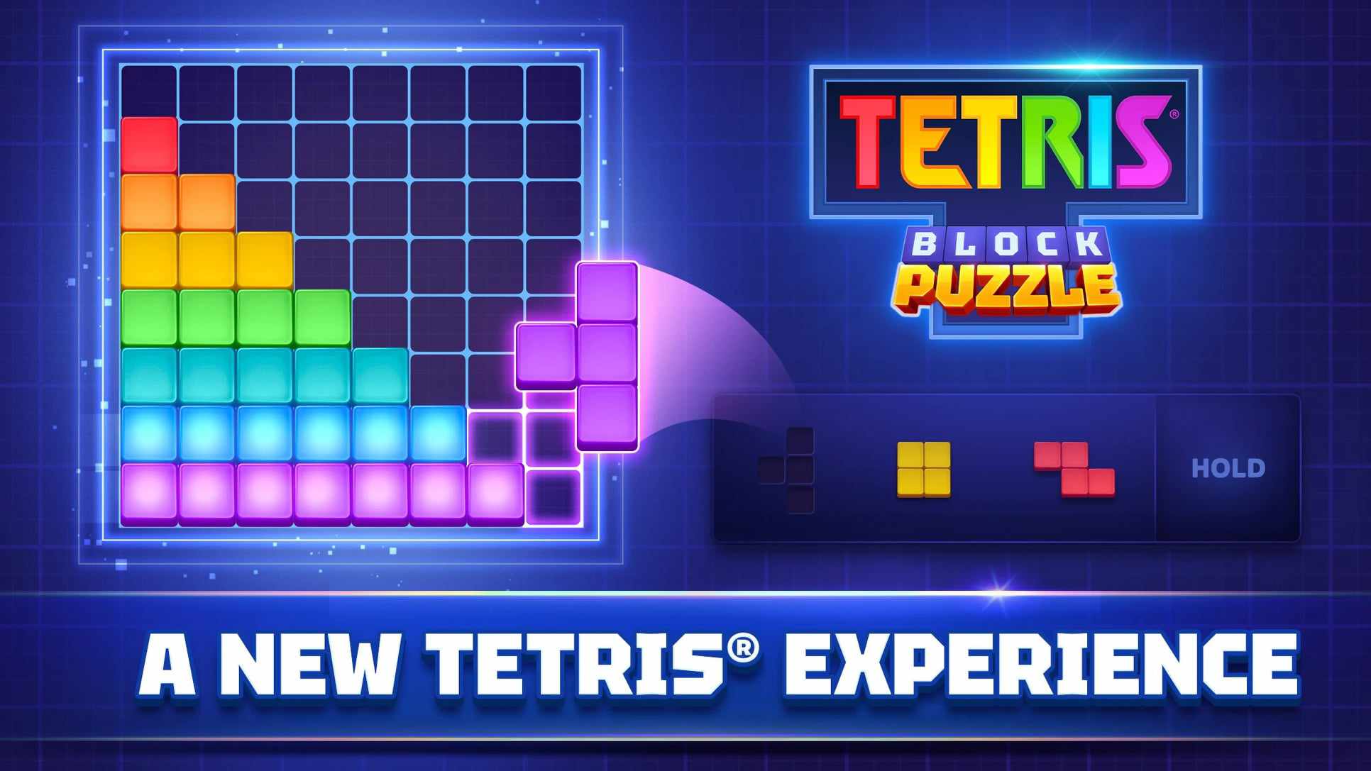 Tetris Block Puzzle (video game, tile-matching, side view, fixed screen ...