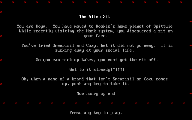 The Alien Zit (video game) reviews & ratings - Glitchwave video games ...