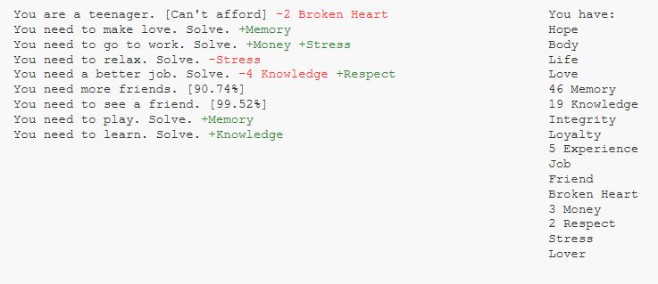 Drowning in Problems (video game, text sim, satire, incremental game ...