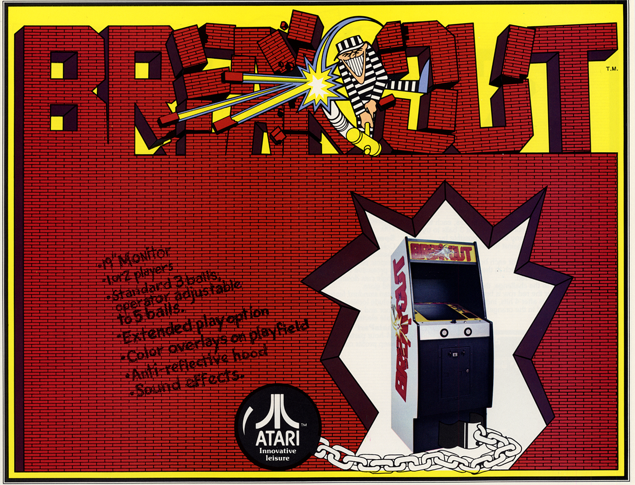 Breakout (video game, block-breaking game, arcade, fixed screen ...
